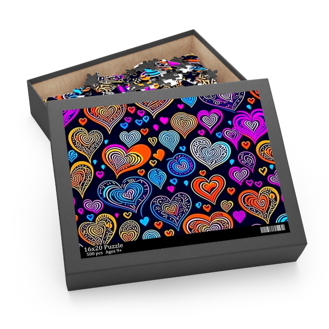 Vibrant Heart Themed Jigsaw Puzzle 500-piecebrain - Etsy