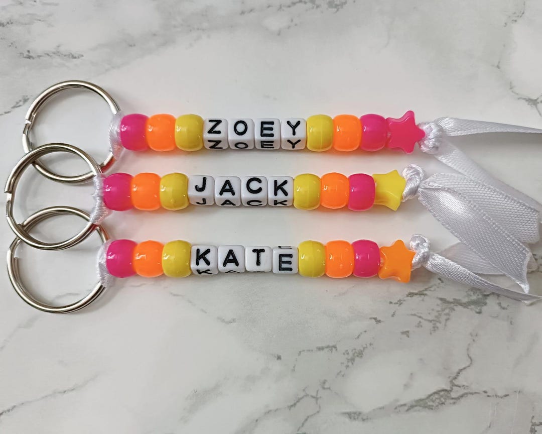 ZESTY SUMMER Custom Name Beaded Keyring – Unique Gift, Party Favors ...