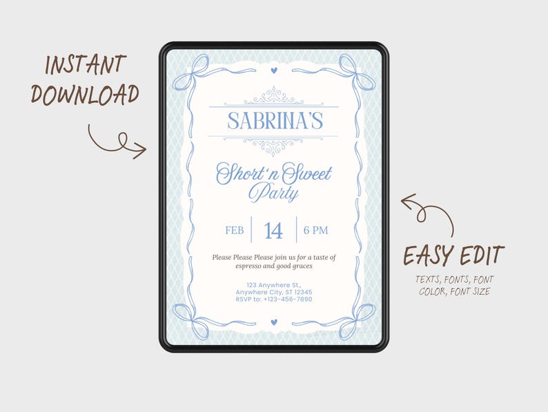 Editable Sabrina-inspired BIRTHDAY INVITATION Short N Sweet Theme ...