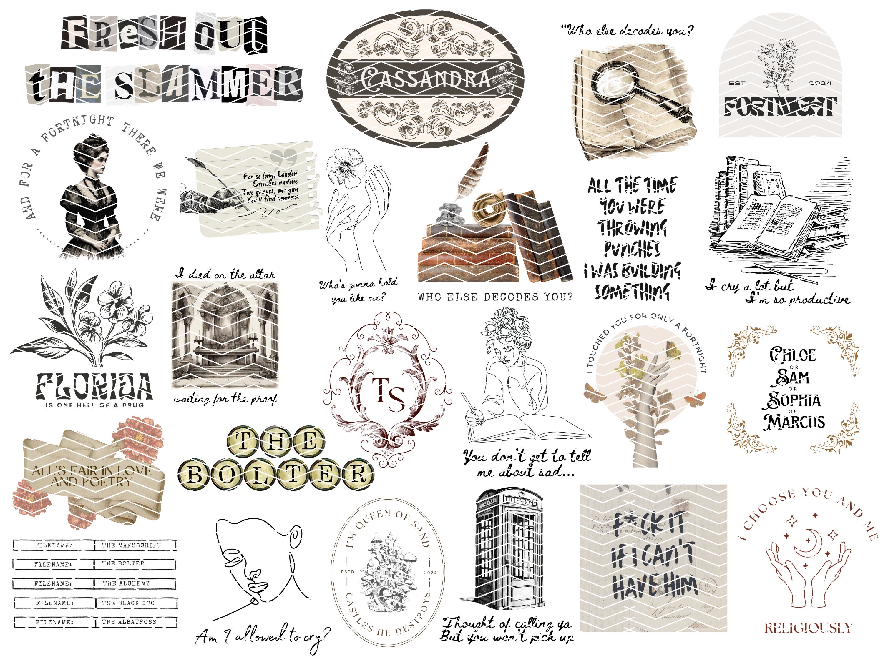 High Quality Ttpd-inspired Clip Art PNG Bundle Original Design T Swift ...