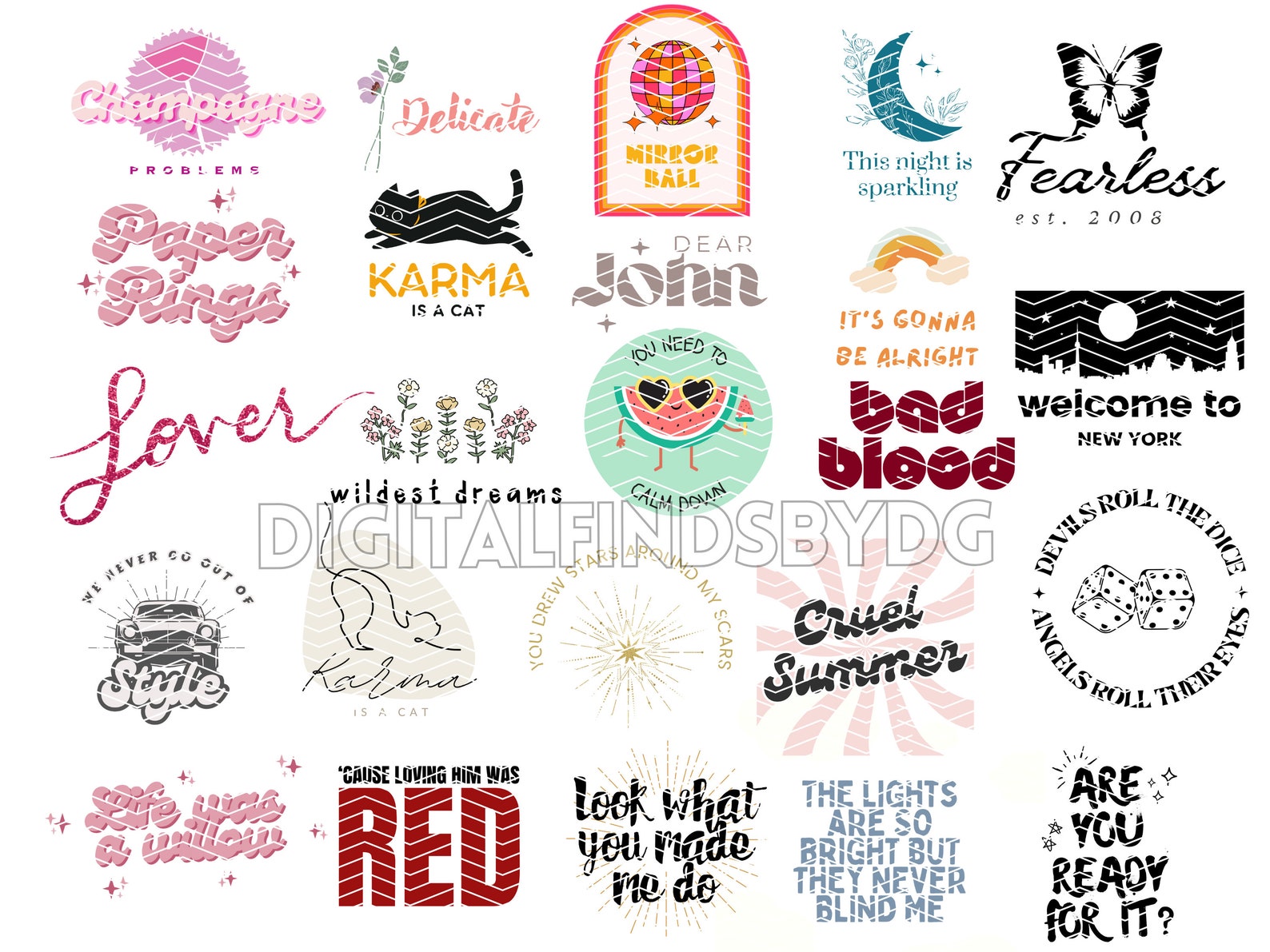 High Quality Taylor-inspired Clip Art PNG Bundle Original Design T ...