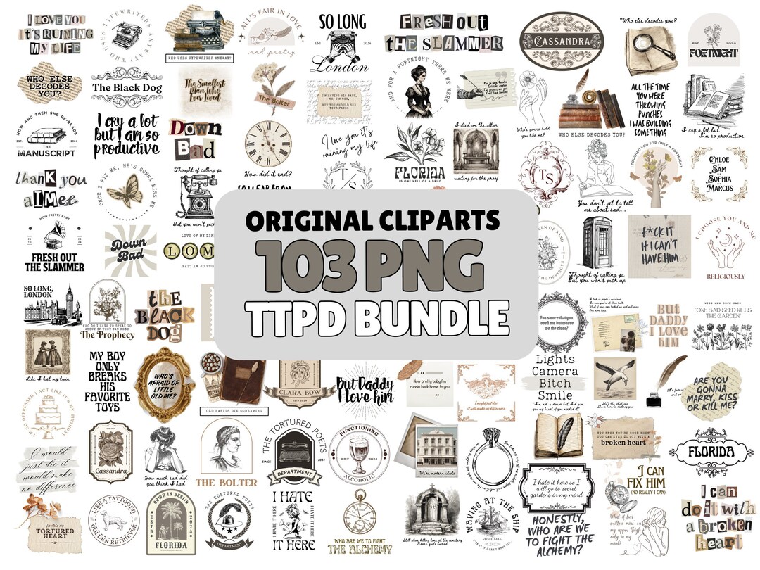 High Quality Ttpd-inspired Clip Art PNG Bundle Original Design T Swift ...