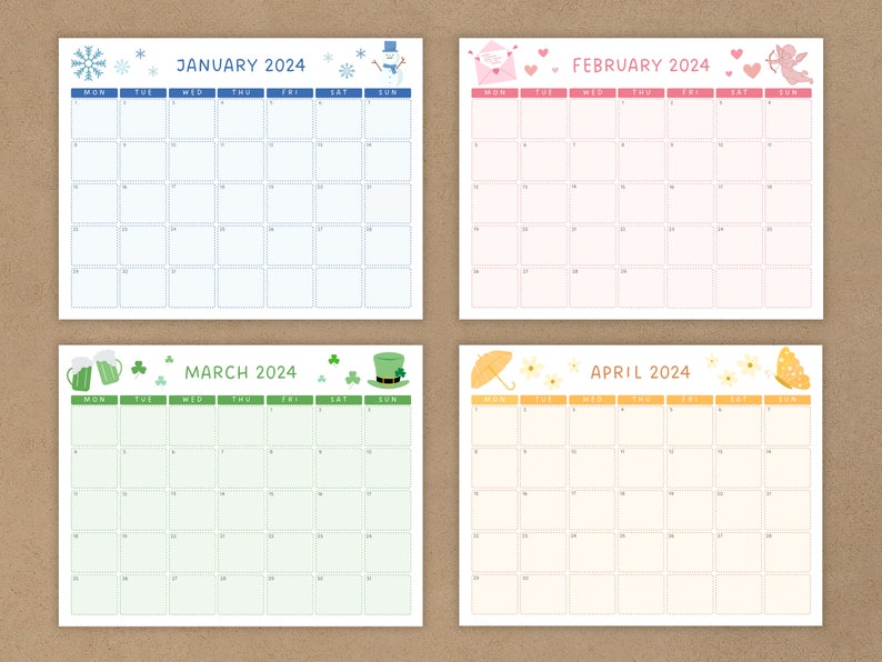 2024 Editable Homeschool Calendar, Printable Kids Monthly Academic ...