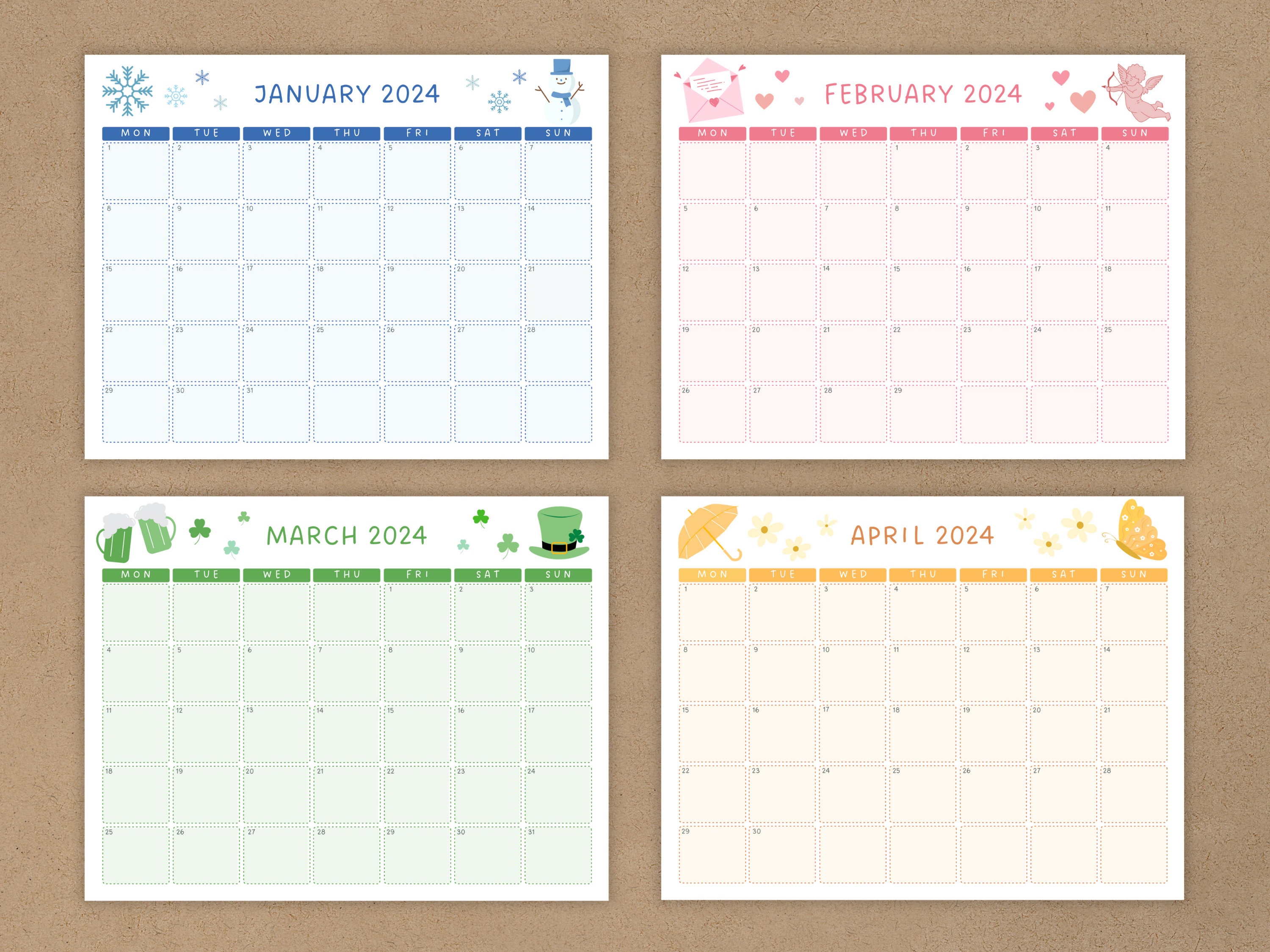 2024 Editable Homeschool Calendar, Printable Kids Monthly Academic ...