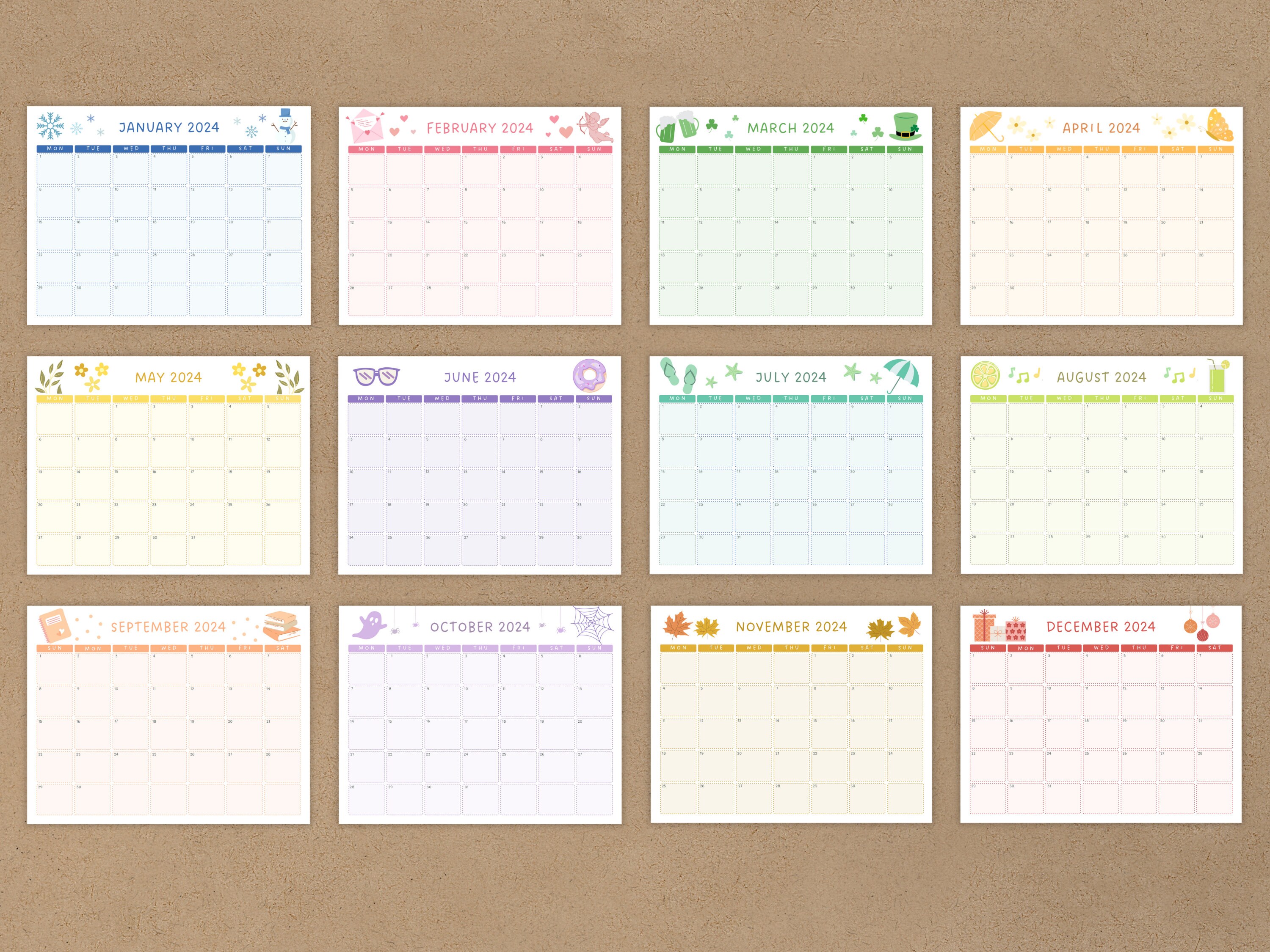 2024 Editable Homeschool Calendar, Printable Kids Monthly Academic ...
