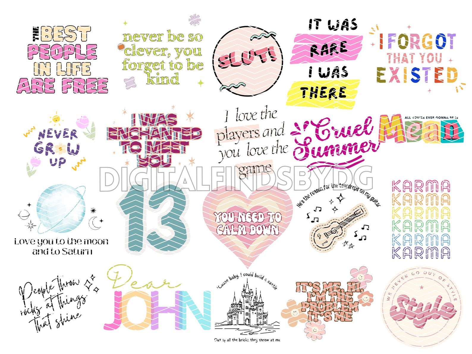 High Quality Taylor-inspired Clip Art PNG Bundle | Original Design T ...