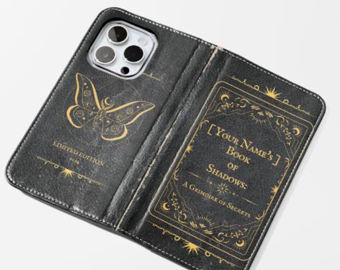 Book of Spells iPhone 16 Case Wallet, Personalized Witchy Cover ...