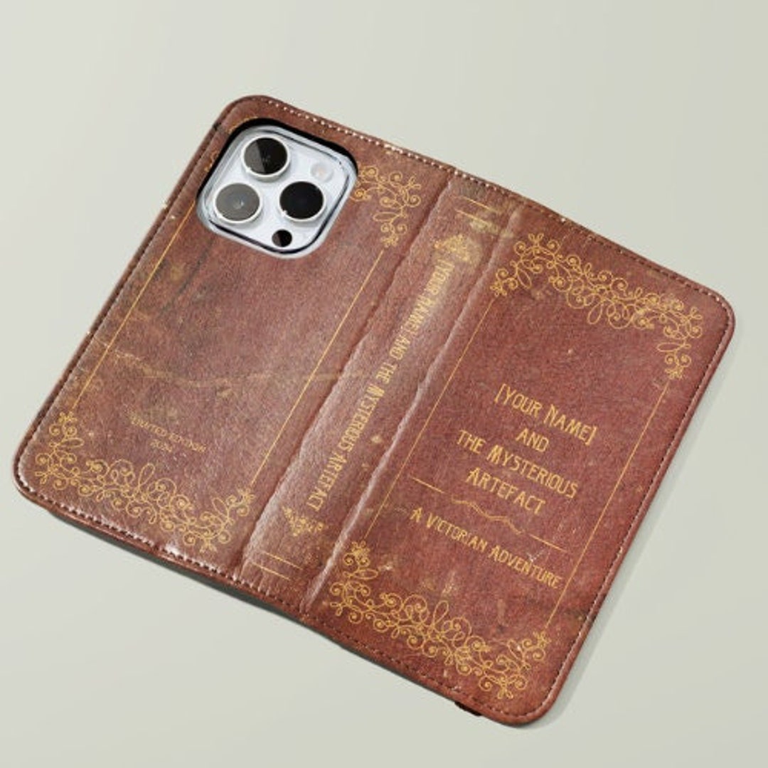 Custom Book iPhone Case Wallet, Personalized Vintage Book Galaxy Folio ...