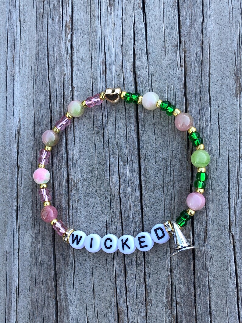 Wicked Bracelet, Pink and Green Swirl, Elphaba Hat Charm - Etsy