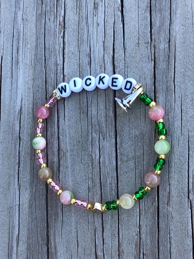 Wicked Bracelet, Pink and Green Swirl, Elphaba Hat Charm - Etsy