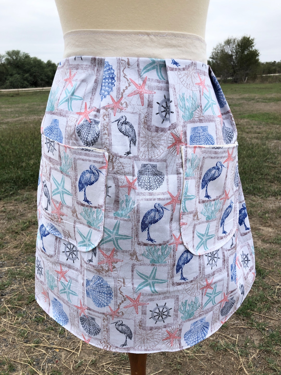 Apron Beach Theme Beach Apron Apron With Pockets Cotton - Etsy