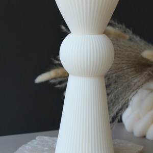Roman Ribbed Pillar Candle | Sculptural Shaped Candle L Column Striped ...