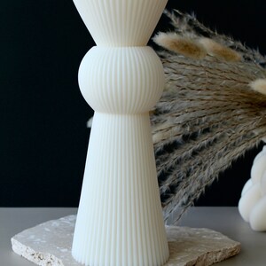 Roman Ribbed Pillar Candle | Sculptural Shaped Candle L Column Striped ...