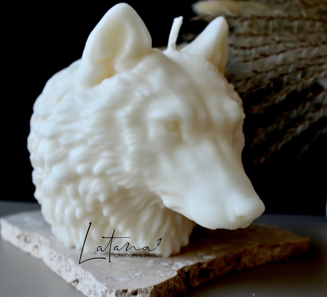 Wolf Head Candle Shaped Sculptural Candle Animal Candle Animal Lover ...