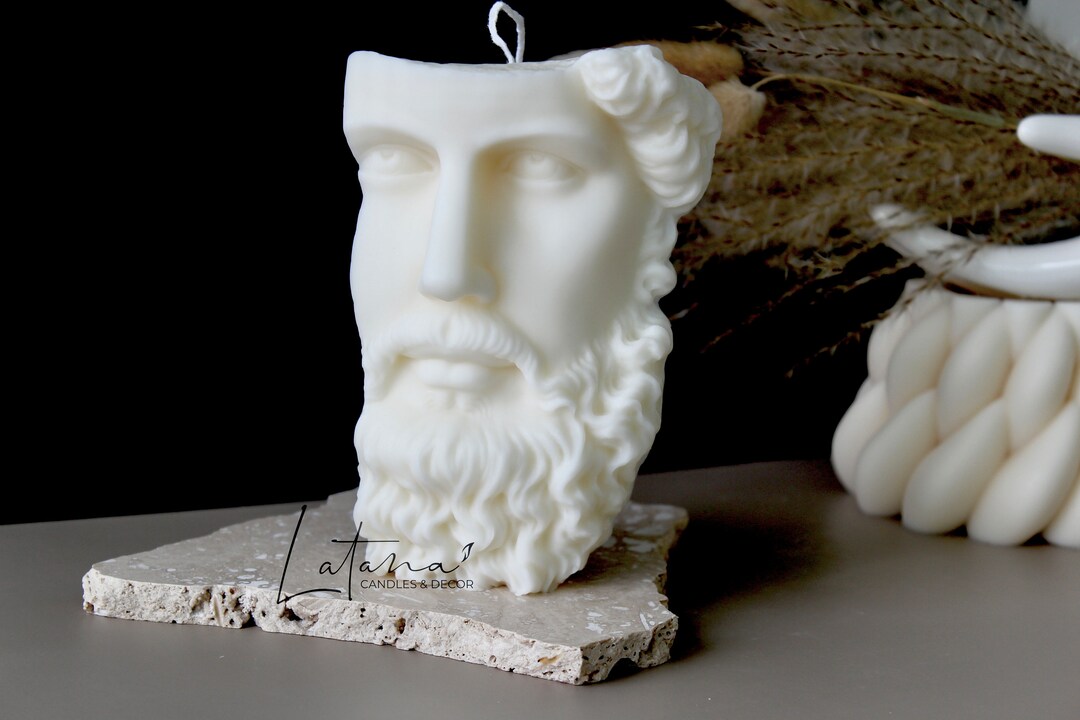 Zeus Greek Half Head Sculpture Candle | Shaped Candle | Sculptural ...