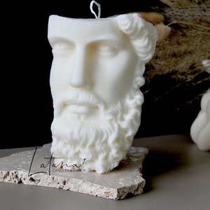 Zeus Greek Half Head Sculpture Candle | Shaped Candle | Sculptural ...