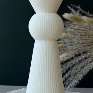 Roman Ribbed Pillar Candle | Sculptural Shaped Candle L Column Striped ...