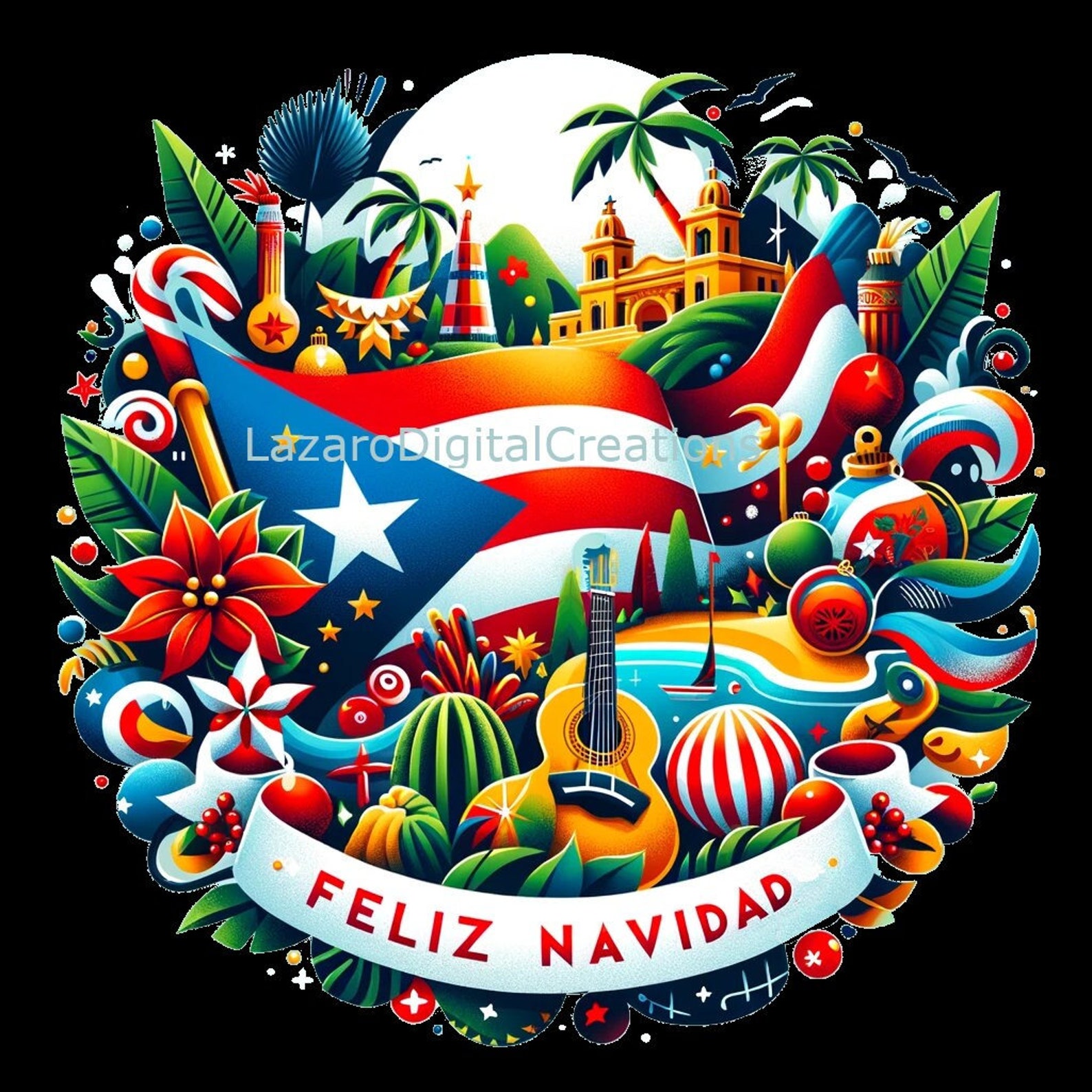 Puerto Rico PNG, Christmas PNG, Feliz Navidad PNG, Vibrant Artwork Png ...