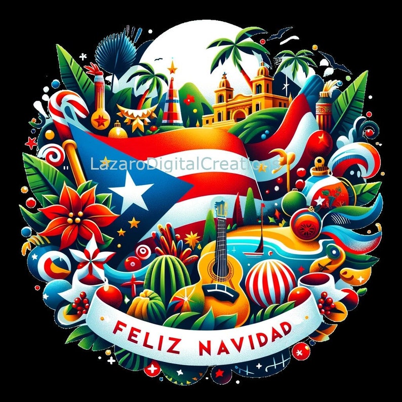 Puerto Rico PNG, Christmas PNG, Feliz Navidad PNG, Vibrant Artwork Png ...