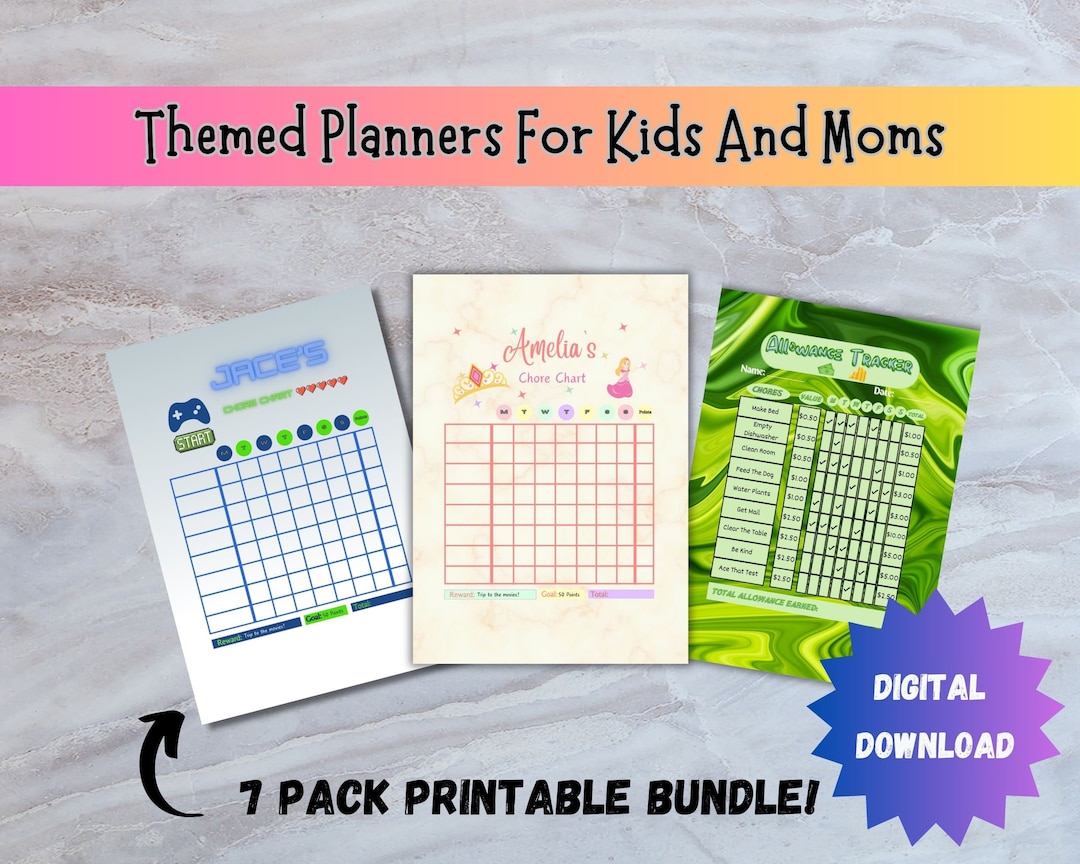 Chore Chart Bundle for Young Kids, Video Game Themed Chore Chart ...