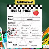 Teacher Pass to Nurse Note From Teacher Organization Supplies Student ...
