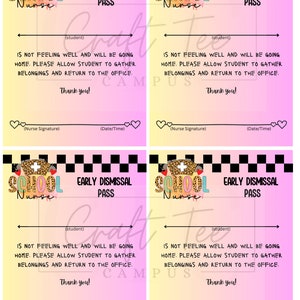 School Nurse Pass, School Nurse Note to Teacher, Nurse Office Supplies ...