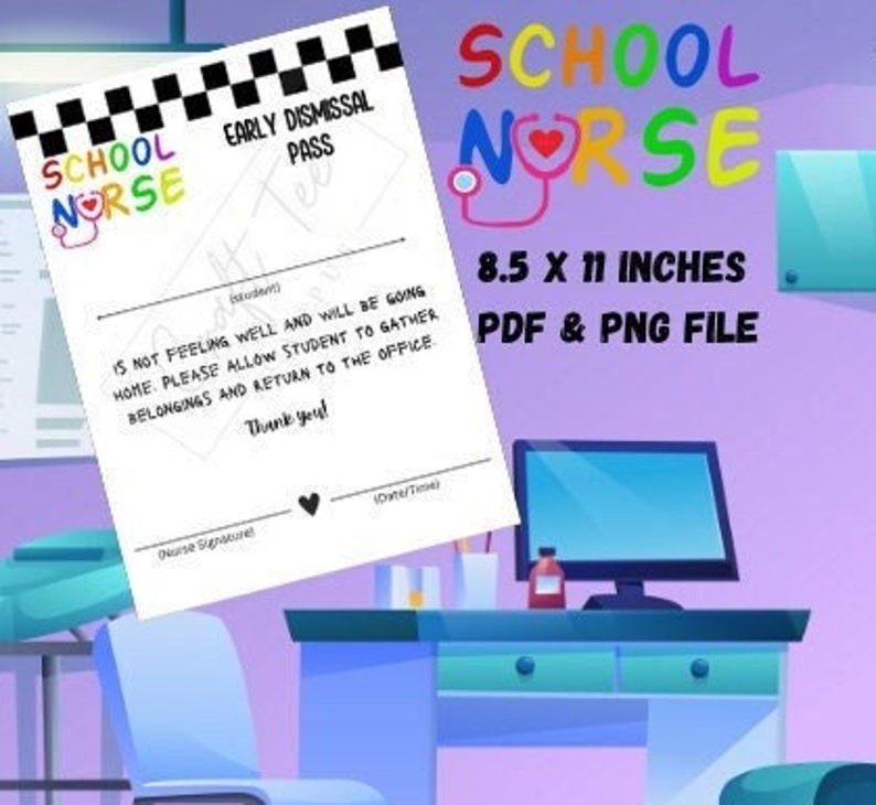 School Nurse Pass, School Nurse Note to Teacher, Nurse Office Supplies ...
