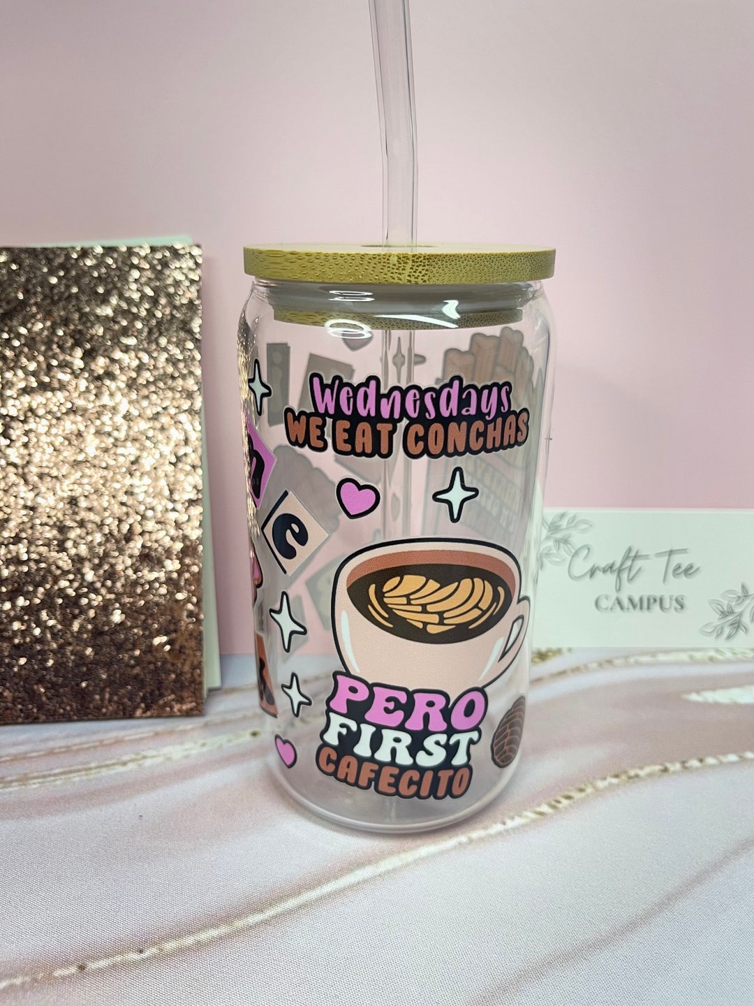 Chisme Book Glass Cup, Mean Girls Concha Coffee Cup, Gift for Friend ...