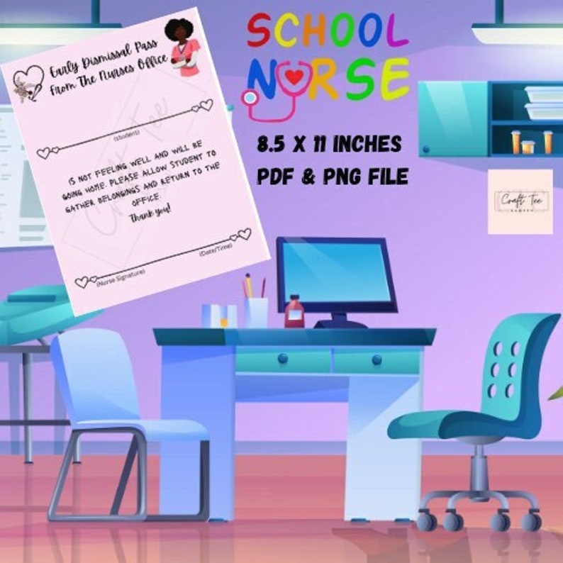 School Nurse Pass, Student Sick Note, Pass for Student, School Nurse ...