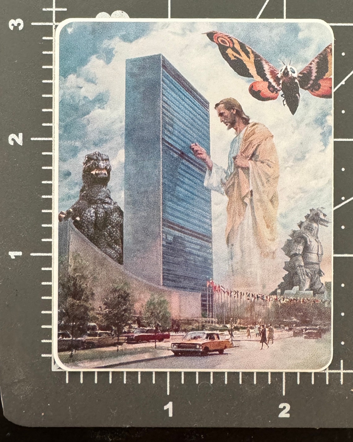Godzilla Vs. Jesus Sticker version 1: Indoors - Etsy