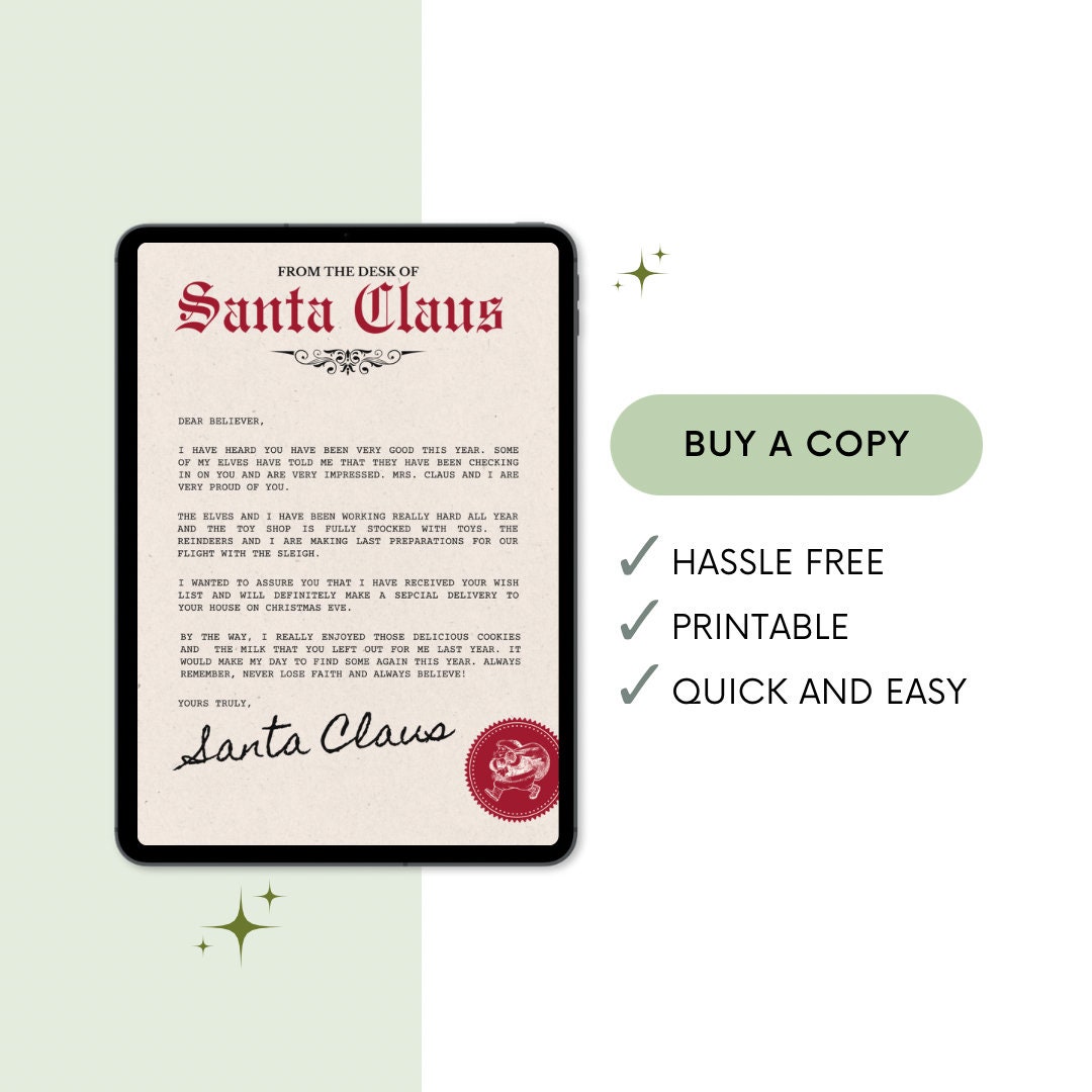 Santa Letter / Digital Download / Printable Download - Etsy