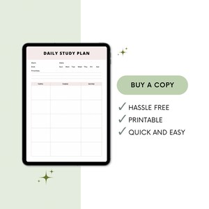 Study Planner Template - Etsy