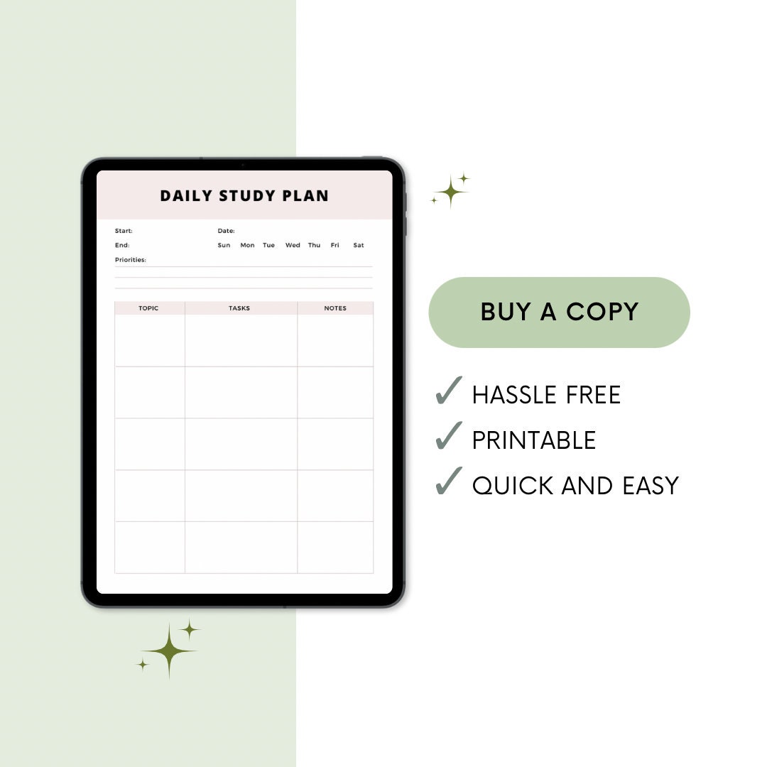 Study Planner Template - Etsy