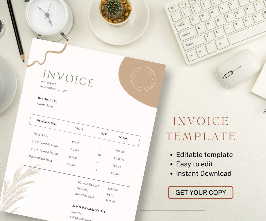 Invoice Template Card Digital Invoice Template Custom Invoice - Etsy