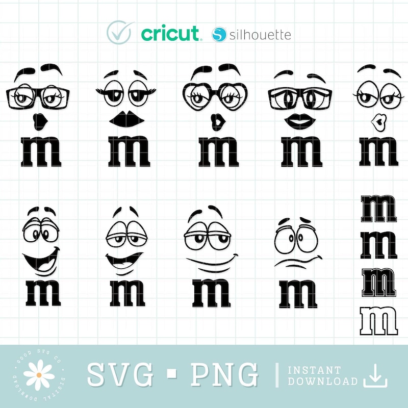 M and M Face Svg - Etsy