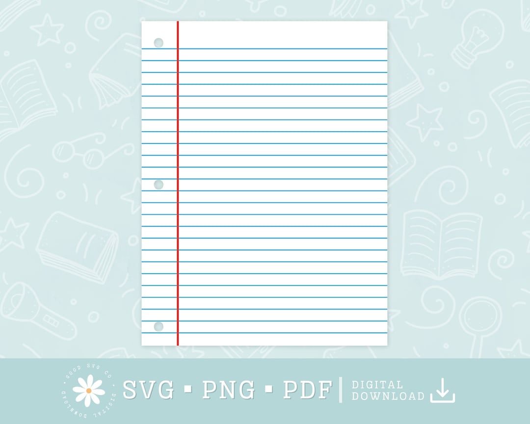Lined Notebook Svg, Png, Pdf, Paper School Notebook Svg, Line Paper Svg ...