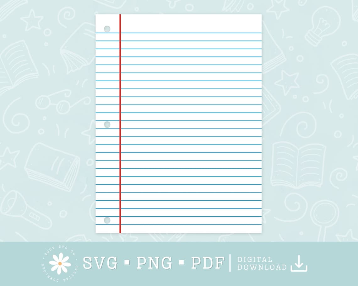 Lined Notebook Svg, Png, Pdf, Paper School Notebook Svg, Line Paper Svg ...