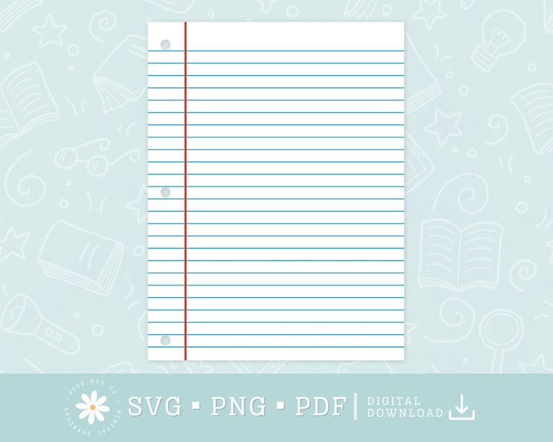 Lined Notebook Svg, Png, Pdf, Paper School Notebook Svg, Line Paper Svg ...