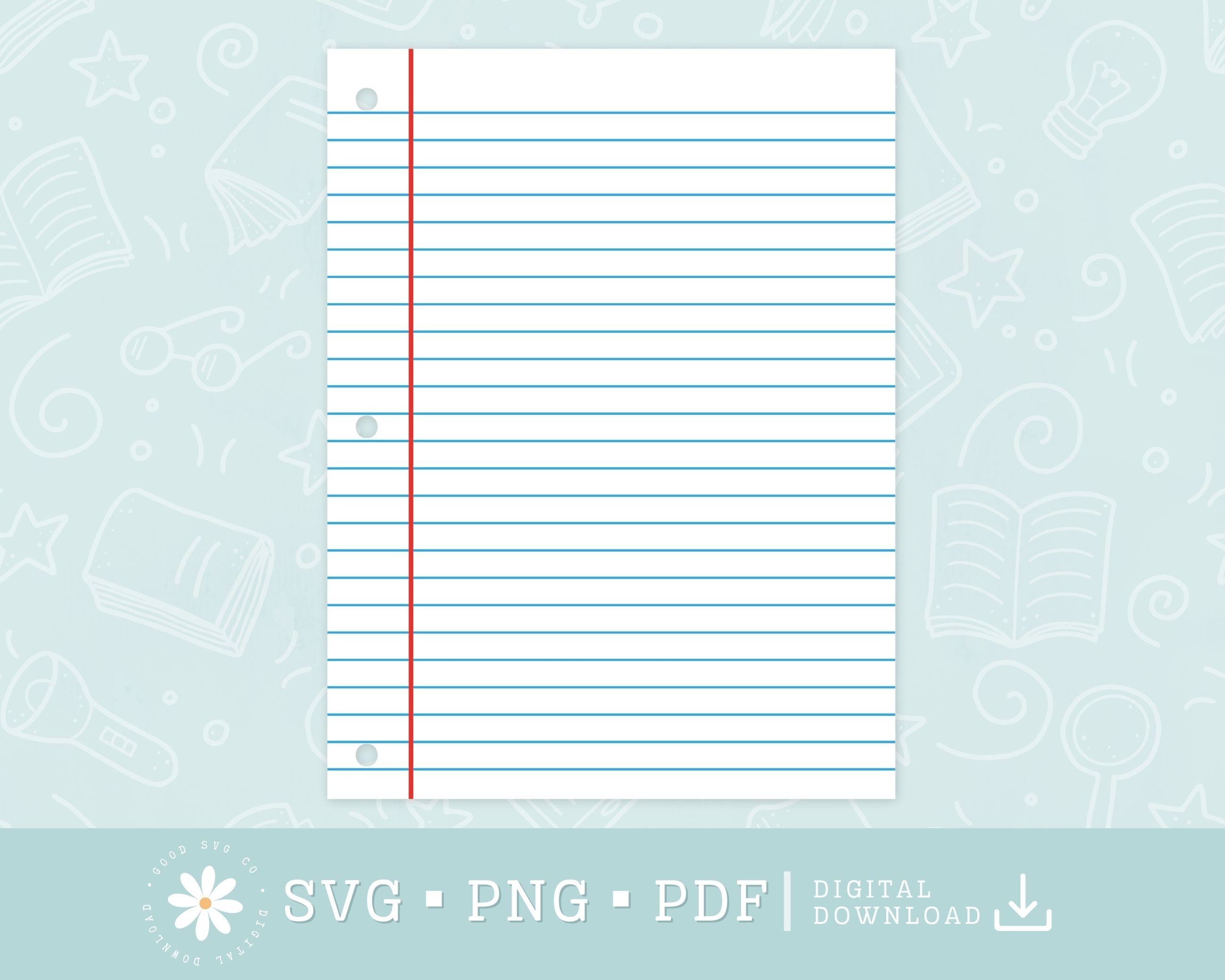 Lined Notebook Svg, Png, Pdf, Paper School Notebook Svg, Line Paper Svg ...