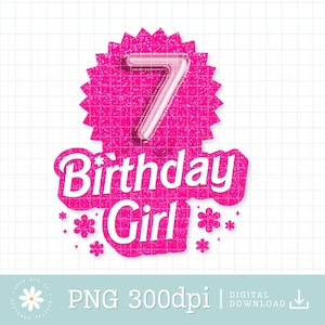 7 Years Old Birthday Girl PNG, Turning Five Png, Girl 7th Birthday ...
