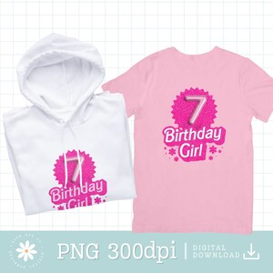 7 Years Old Birthday Girl PNG, Turning Five Png, Girl 7th Birthday ...