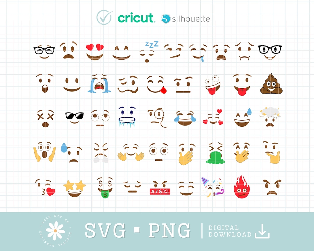 Emoji Svg Bundle, Emoji PNG Bundle, Emoji Face Pack, Emoticon Face ...