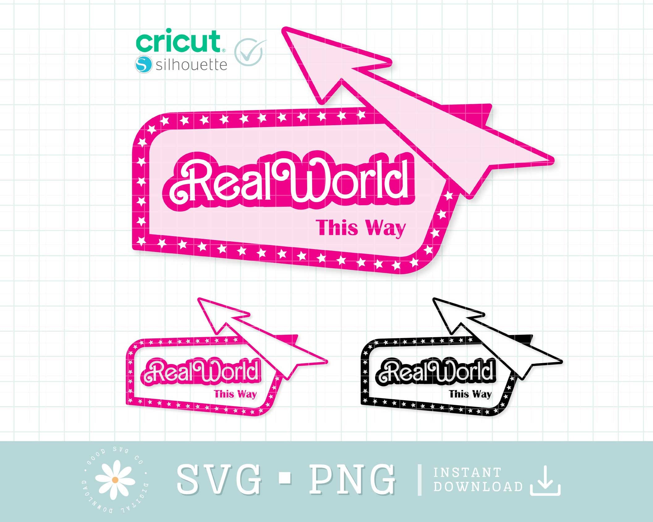 Real World This Way Sign Svg Png, Pink Babe Doll Design Bundle, SVG PNG ...