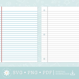 Lined Notebook Svg, Png, Pdf, Paper School Notebook Svg, Line Paper Svg ...