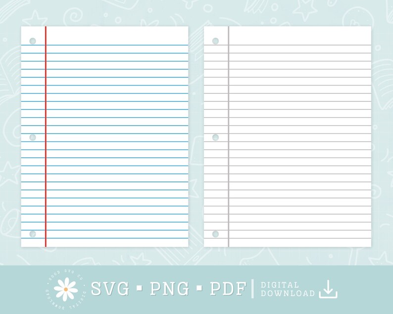 Lined Notebook Svg, Png, Pdf, Paper School Notebook Svg, Line Paper Svg ...