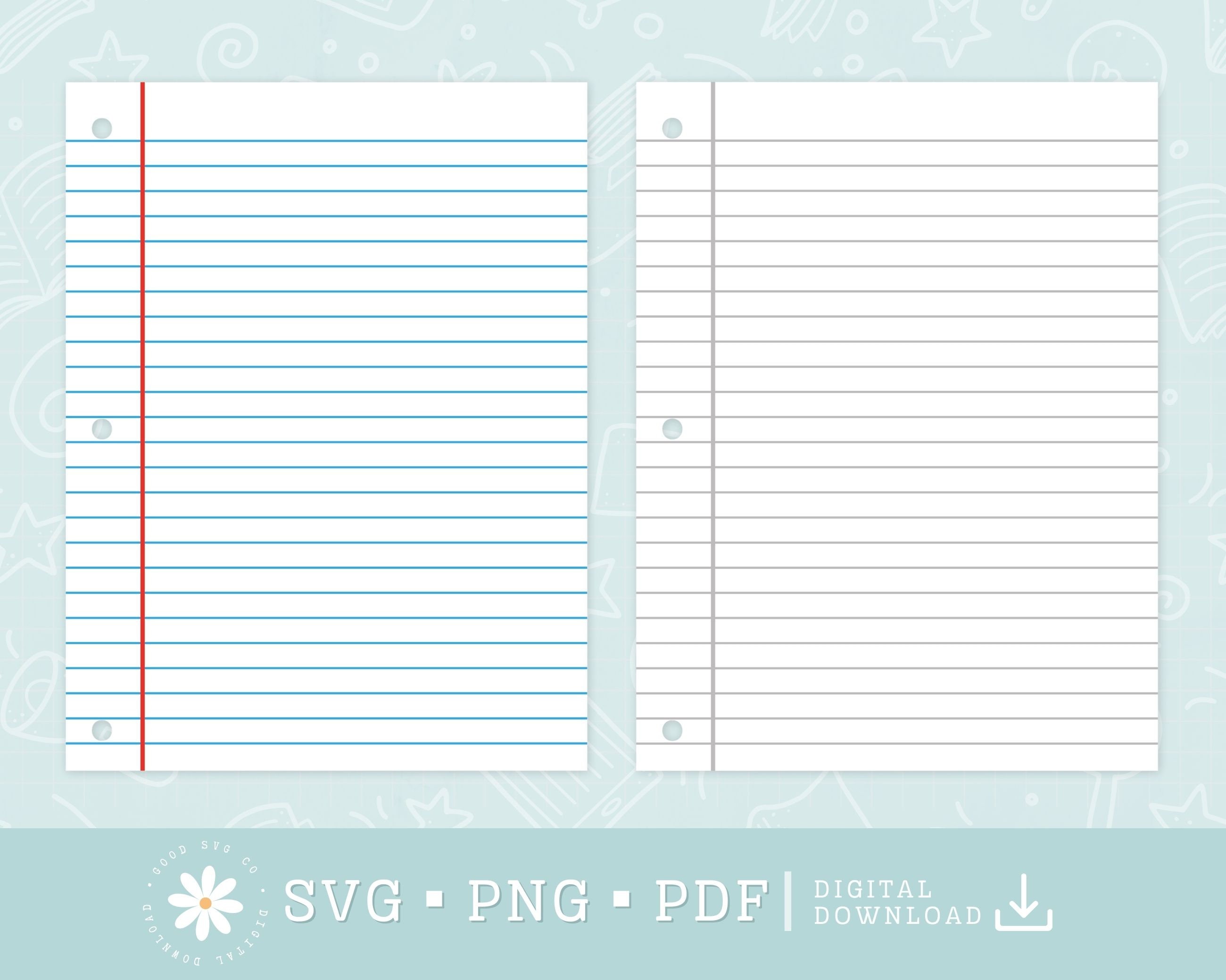 Lined Notebook Svg, Png, Pdf, Paper School Notebook Svg, Line Paper Svg ...
