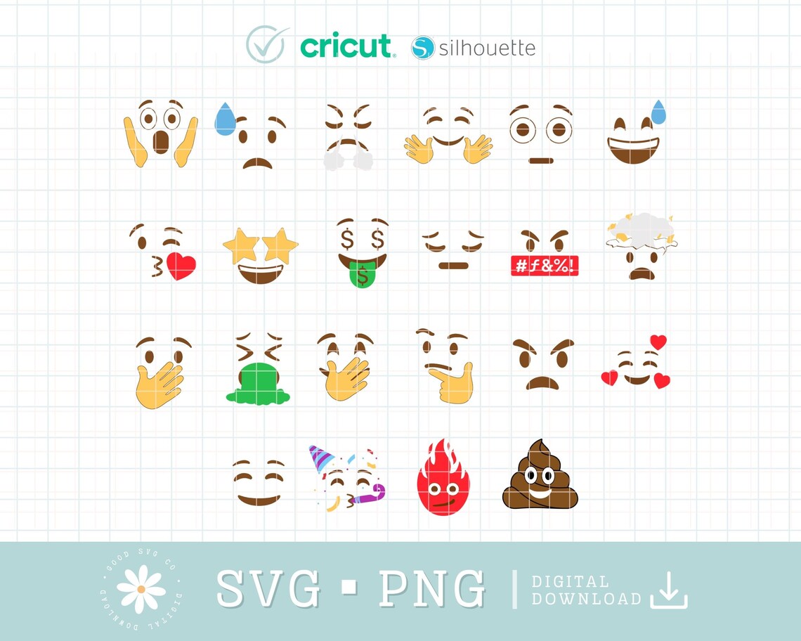 Emoji Svg Bundle, Emoji PNG Bundle, Emoji Face Pack, Emoticon Face ...