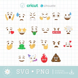 Emoji Svg Bundle, Emoji PNG Bundle, Emoji Face Pack, Emoticon Face ...