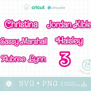 Custom Text Svg, Custom Name Svg, Dolly Font Svg, Pink Custom Text ...