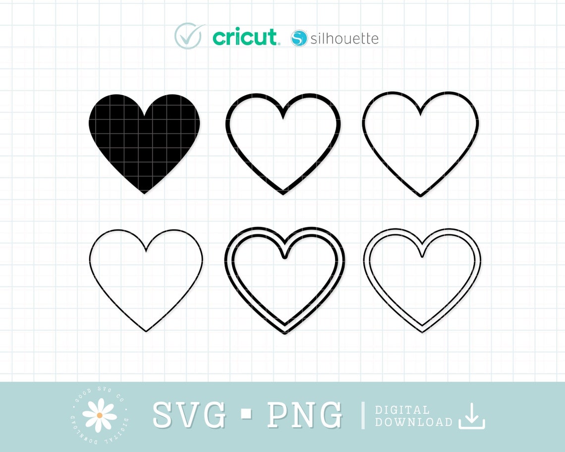 Heart Svg Bundle, Heart Outline Svg, Love Heart Svg, Heart Outline ...